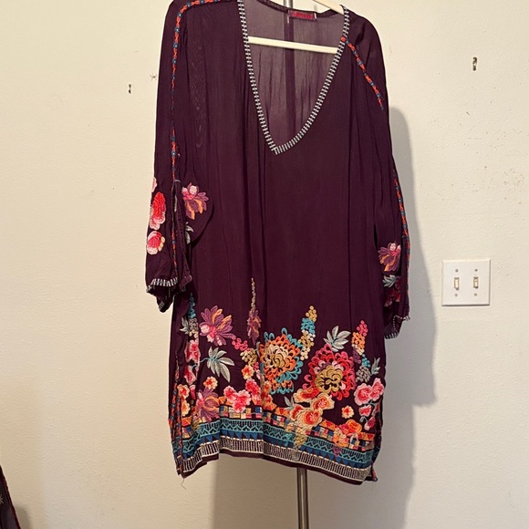 Johnny Was | Tops | Johnny Was Purple Floral Embroidered Tunic | Poshmark